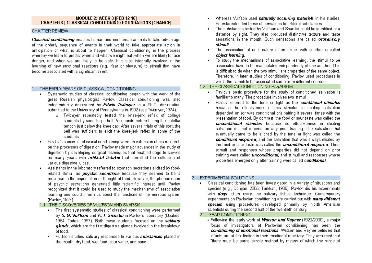 PSYCH 140 B MOD 2 WEEK 3 - MODULE 2: WEEK 3 [FEB 12-16] CHAPTER 3 ...
