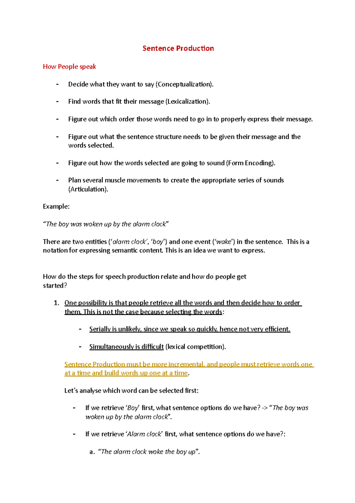 Psychology of Language - Lecture 7 - Sentence Production - Sentence ...