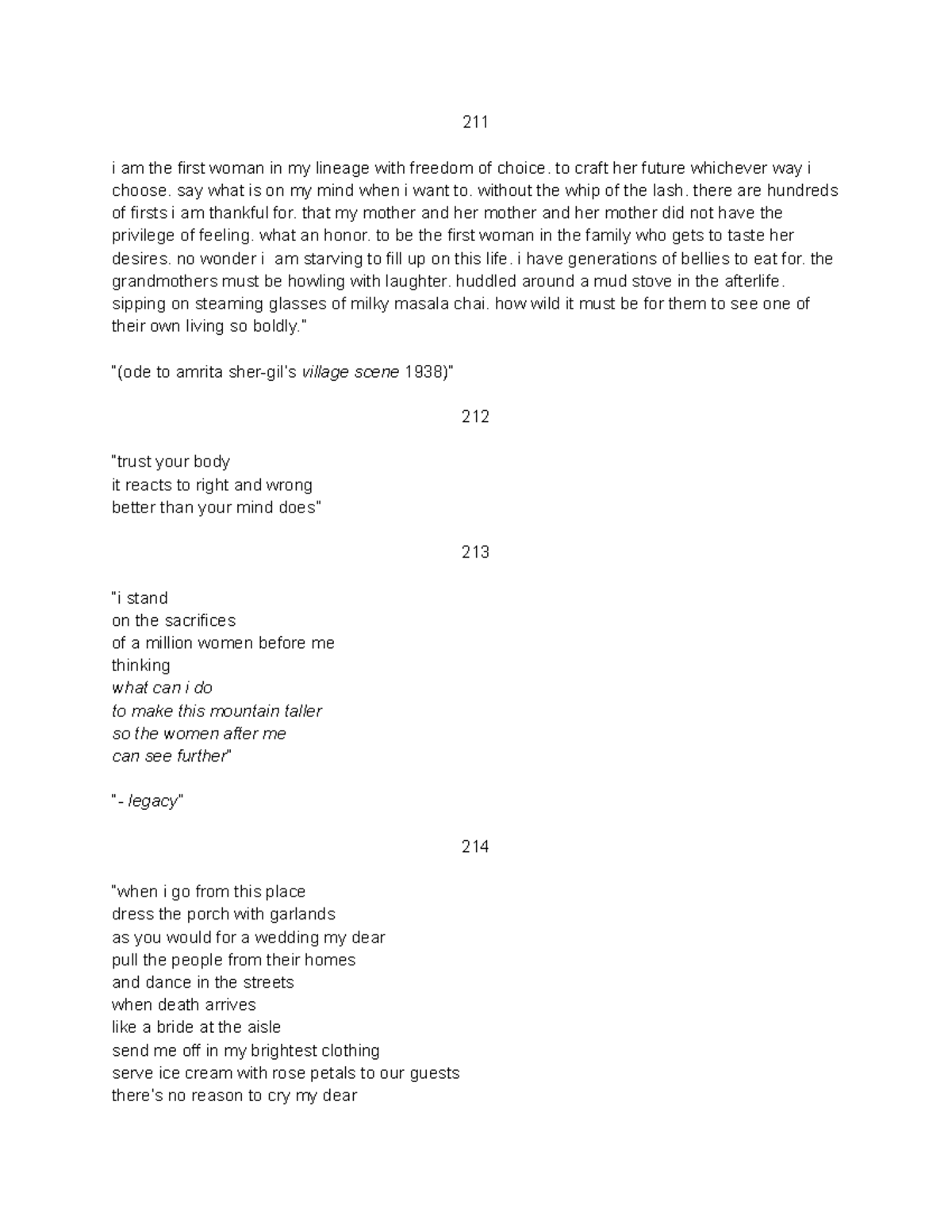 Rupi Kaur's The Sun And Her Flowers Pages 211-230 - 211 i am the first ...