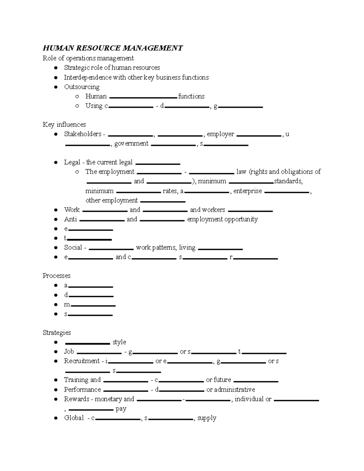Syllabus fill in the blanks all topics - HUMAN RESOURCE MANAGEMENT Role ...