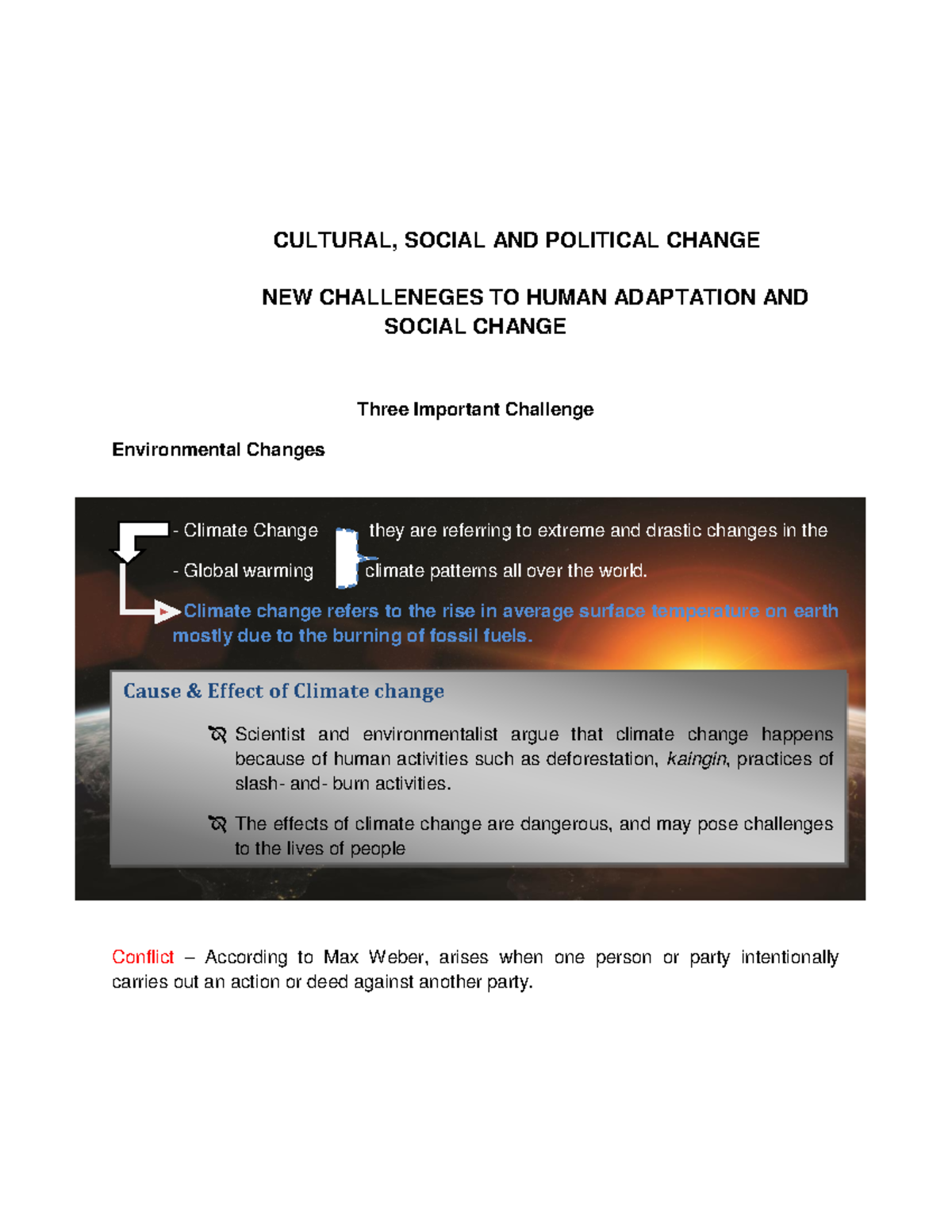 New Challenges to Human Adaptation and Social Change - UNIT 4: CULTURAL ...