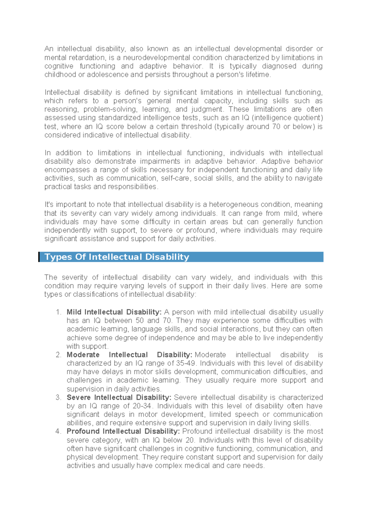 Intellectual Disability - An intellectual disability, also known as an intellectual ...