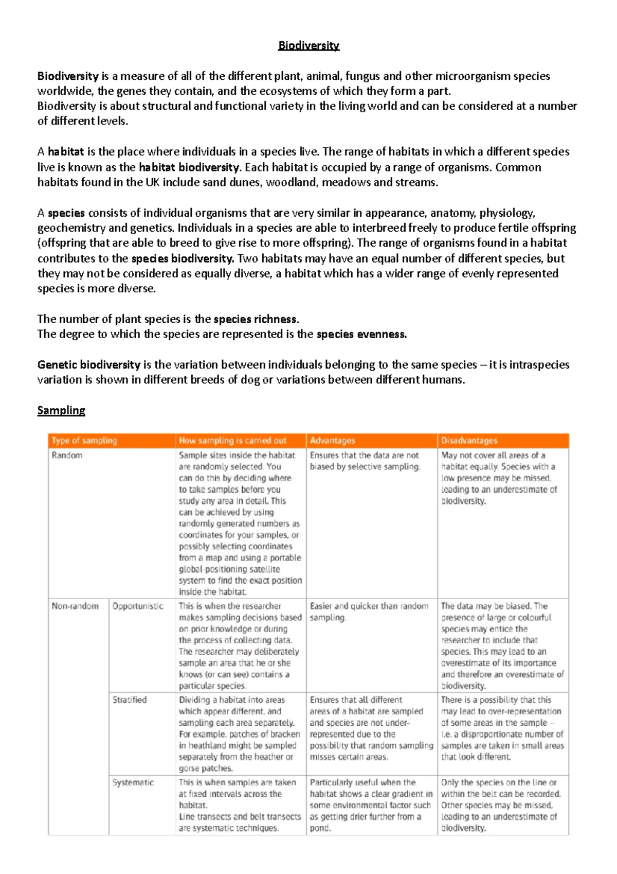 Biodiversity-Notes - nfkejd - Biodiversity Biodiversity is a measure of ...