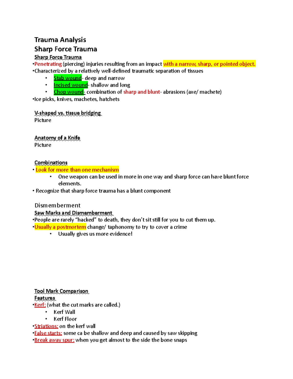 Sharp force trauma - Trauma Analysis Sharp Force Trauma Sharp Force ...