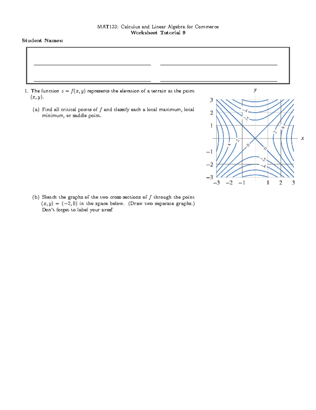 WT-week10 - Week 10 tut worksheet. - MAT133: Calculus and Linear ...