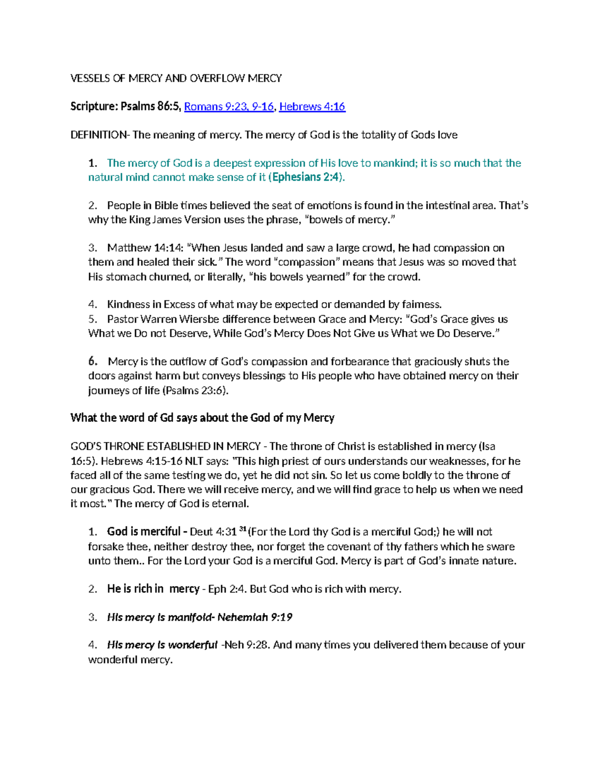 Vessels OF Mercy AND Overflow Mercy - VESSELS OF MERCY AND OVERFLOW ...