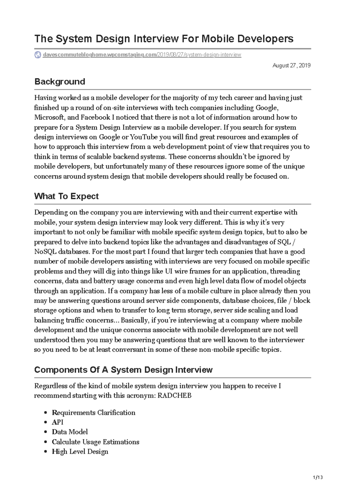 Davescommutebloghome.wpcomstaging.com-The System Design Interview For ...