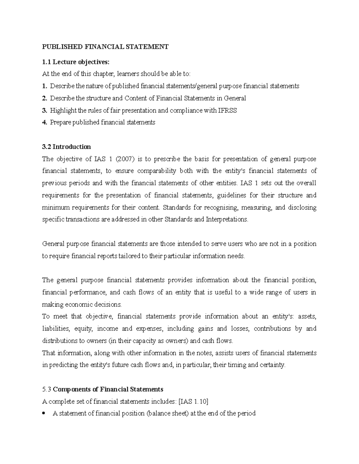 Published Financial Statement students notes - PUBLISHED FINANCIAL ...