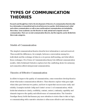 Models and Elements of Communication Theory - Communication theory A ...