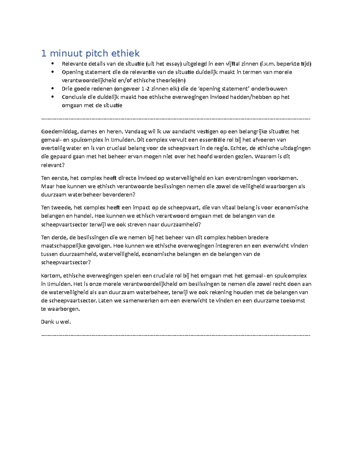 Voorbeelden 1 minuut pitch ethiek - 1 minuut pitch ethiek Relevante ...