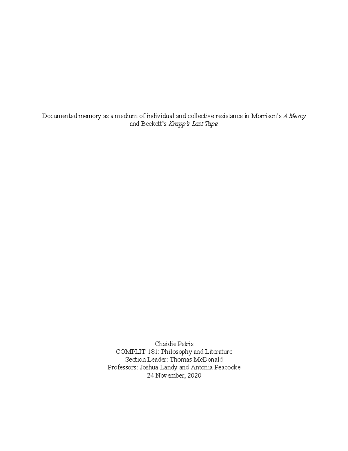 Paper 2 final version - Grade: A - Documented memory as a medium of ...