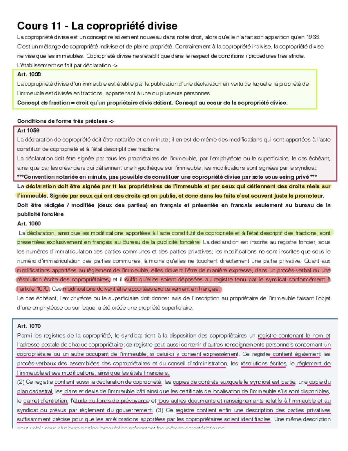 Biens - copropriété divise - Cours 11 - La copropriété divise La ...