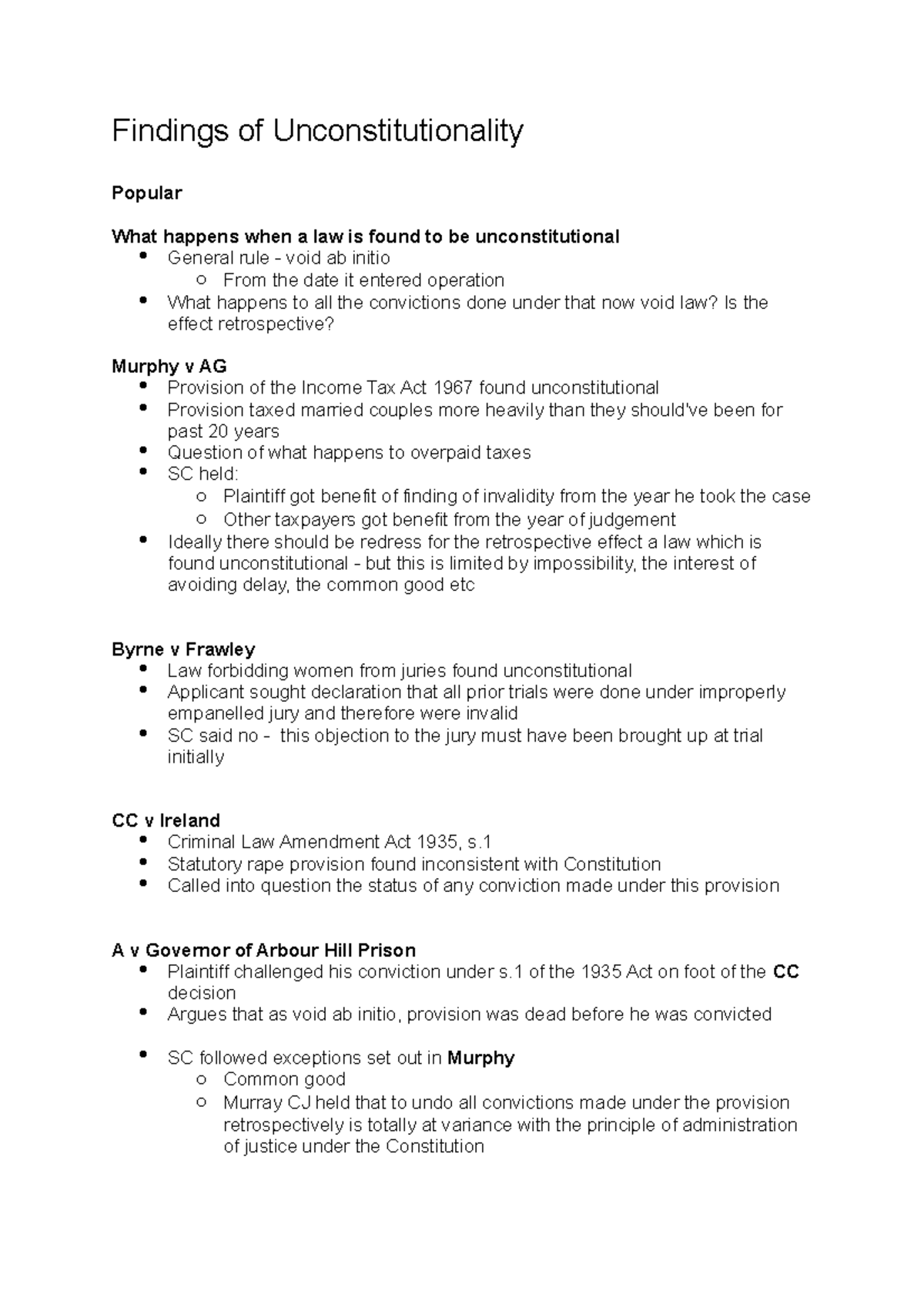 Findings of Unconstitutionality - Findings of Unconstitutionality ...