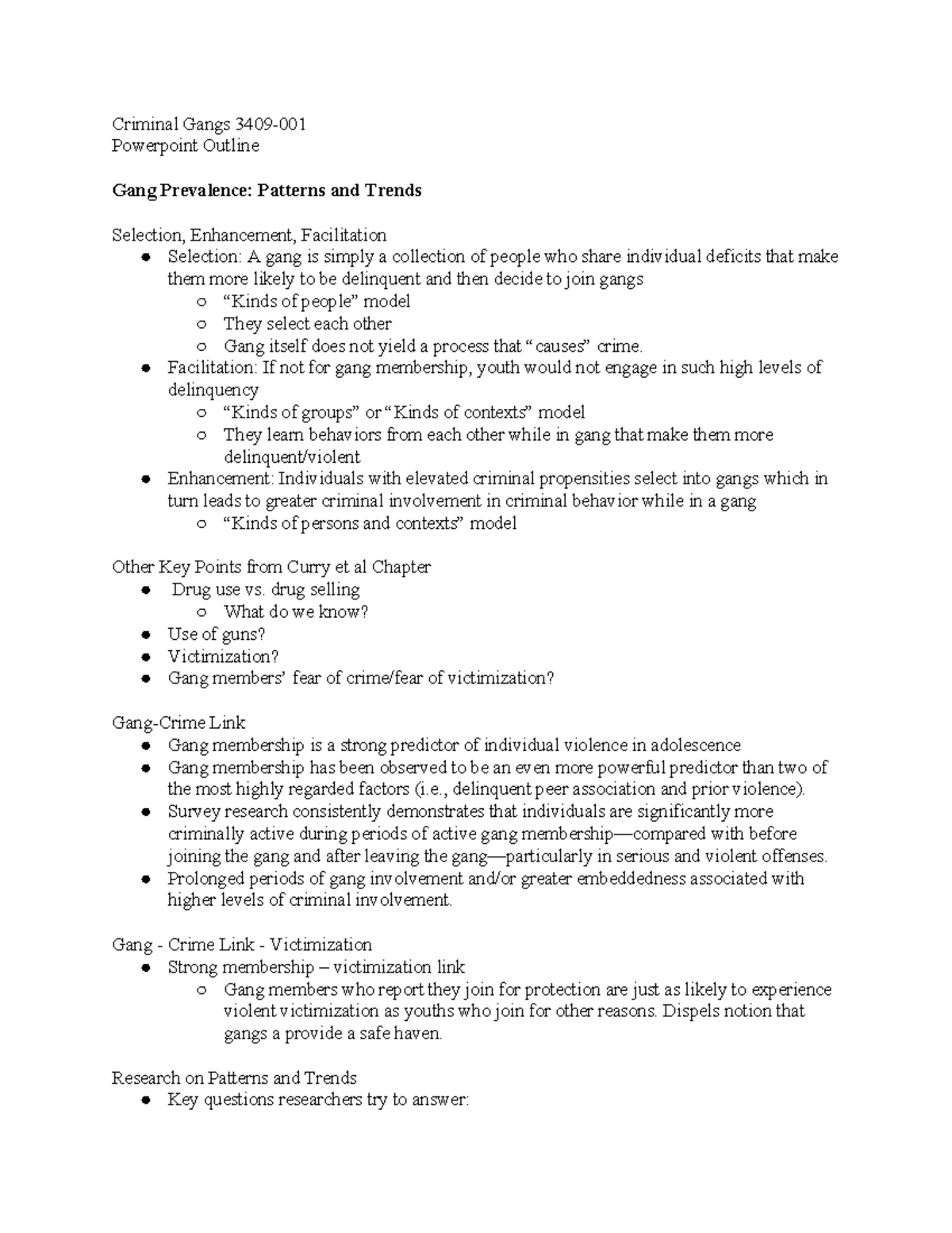 CJ 3409 Gang Prevalence Patterns & Trends - Criminal Gangs 3409 ...