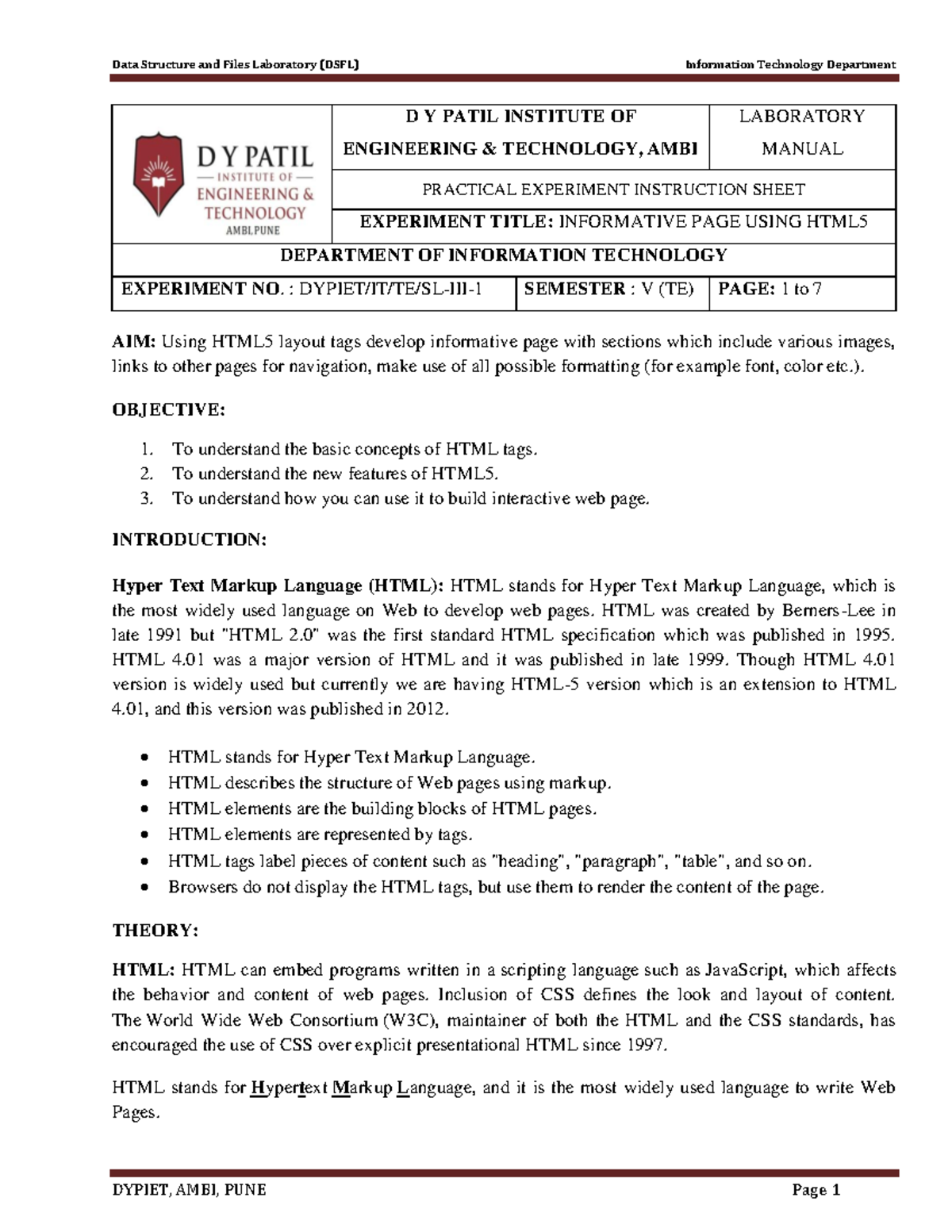 SL-III Lab Manual - SL_III - AIM: Using HTML5 layout tags develop ...