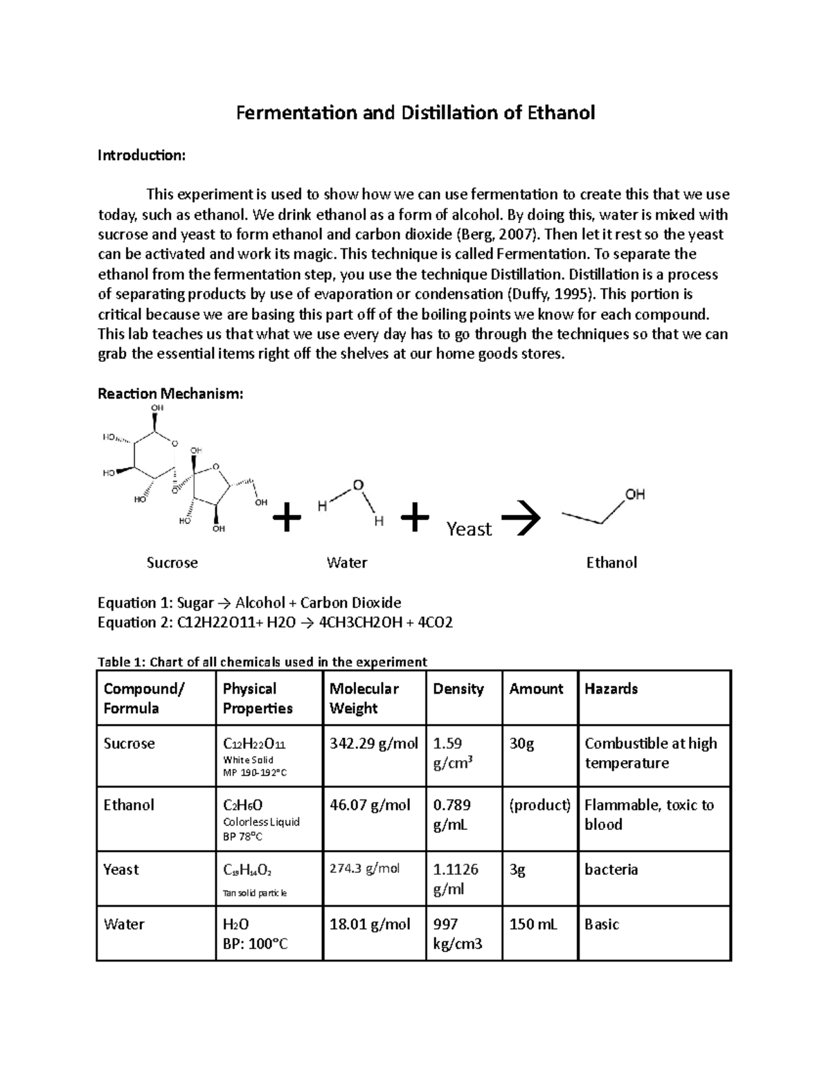 Lab 4 Write-up- Fermentation and Distillation of Ethanol - Fermentation ...