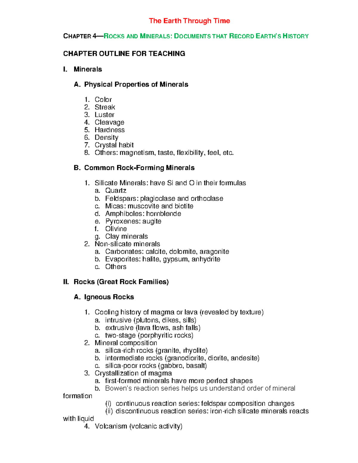 Ch04 Rocks and Minerals Documents That record Earth History Notes - The ...