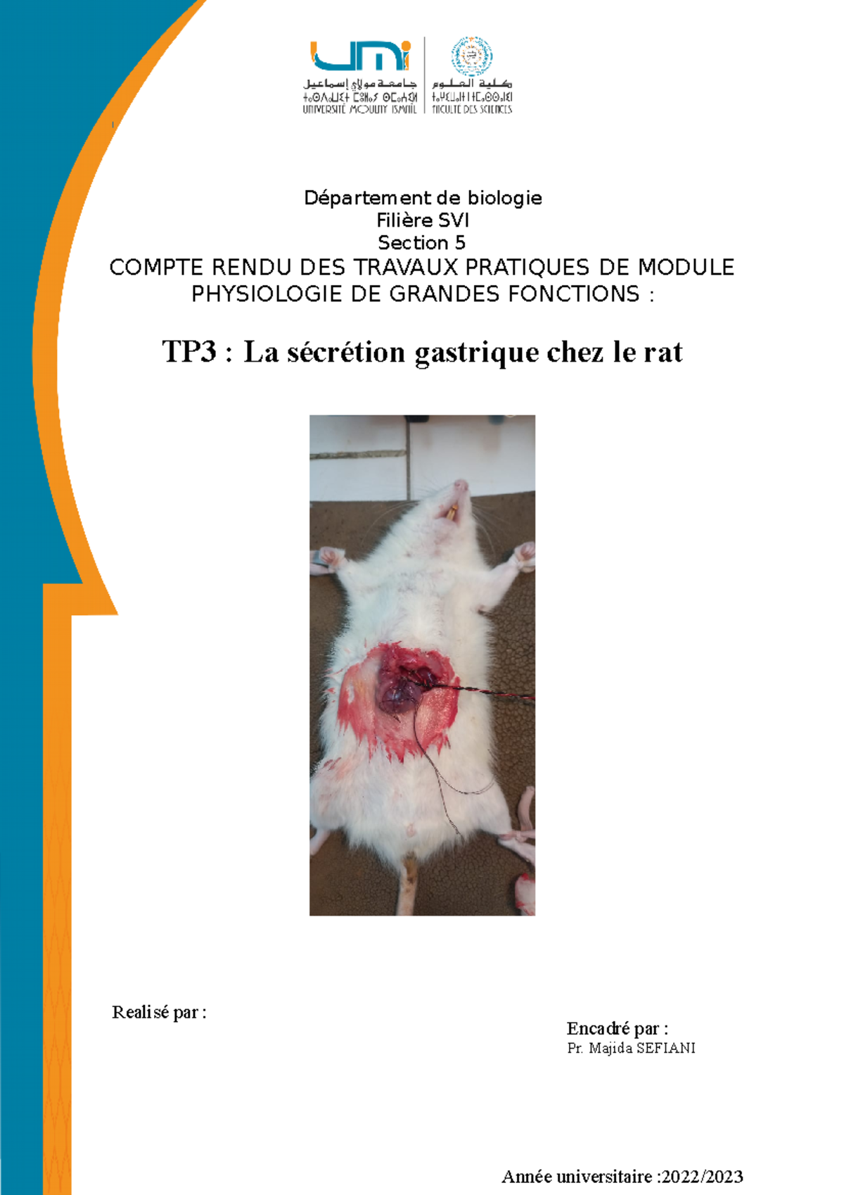 Compte rendu PGF TP 3 - Département de biologie Filière SVI Section 5 COMPTE RENDU DES TRAVAUX ...