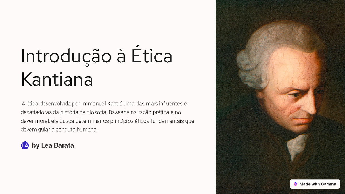 Introducao a Etica Kantiana - Introdução à Ética Kantiana A ética ...