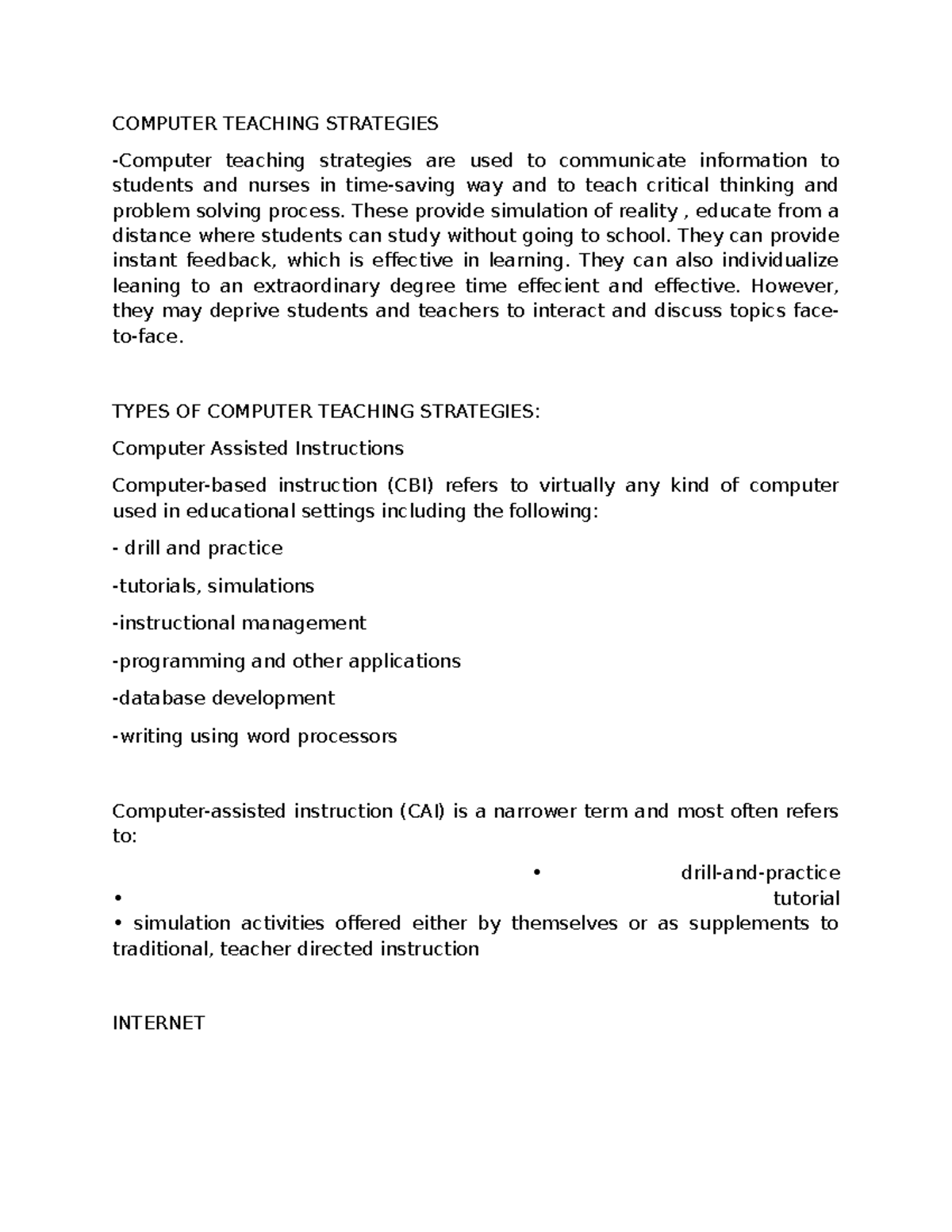 Computer- Teaching- Strategies - COMPUTER TEACHING STRATEGIES -Computer ...