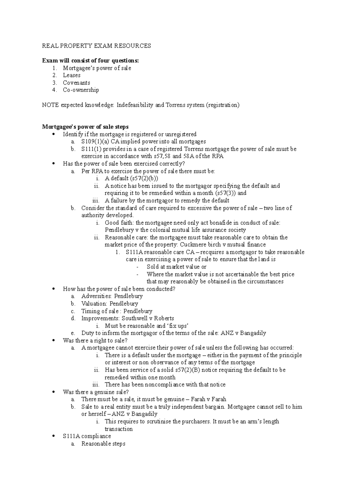 Real Prop EXAM resources - REAL PROPERTY EXAM RESOURCES Exam will ...