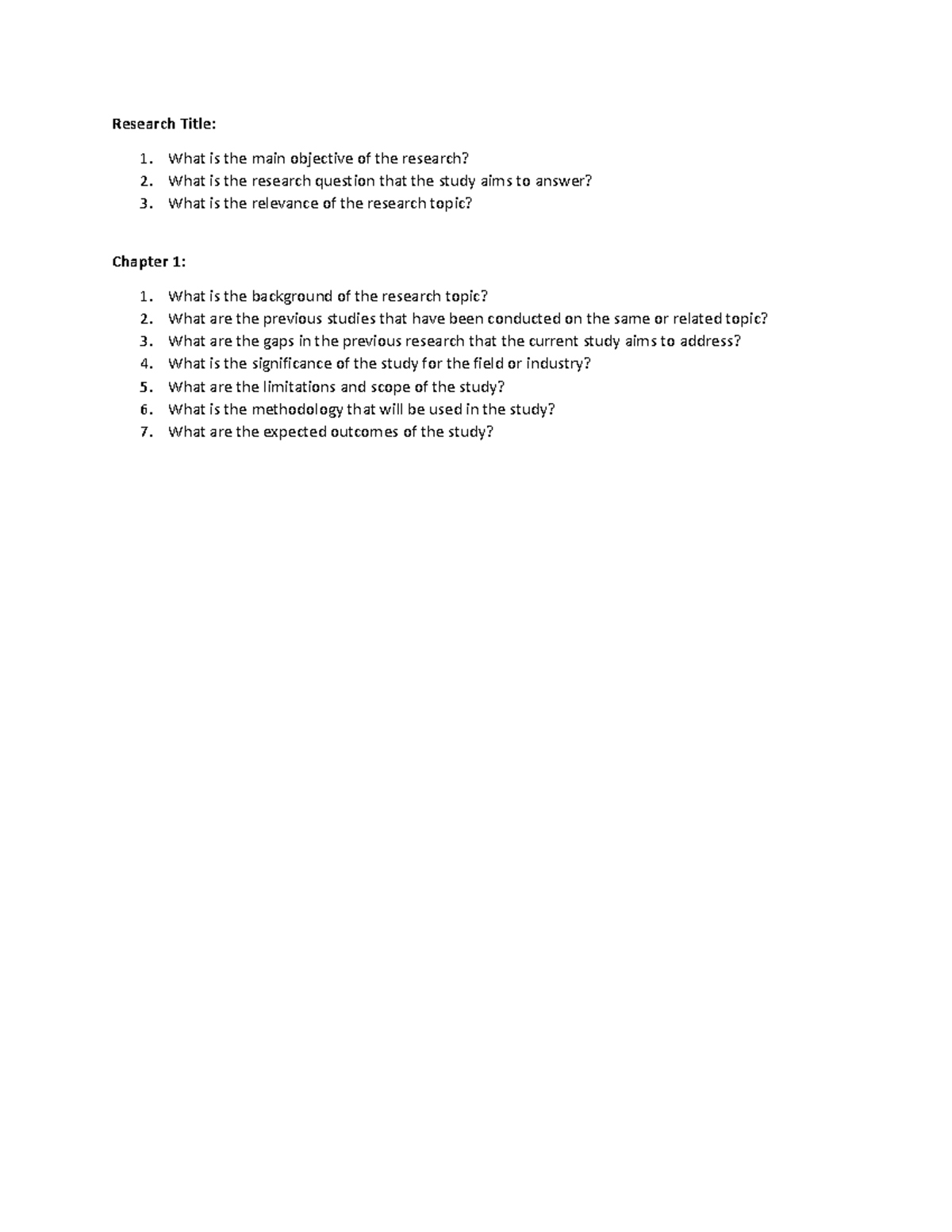 Questions for your defense - Research Title: What is the main objective ...