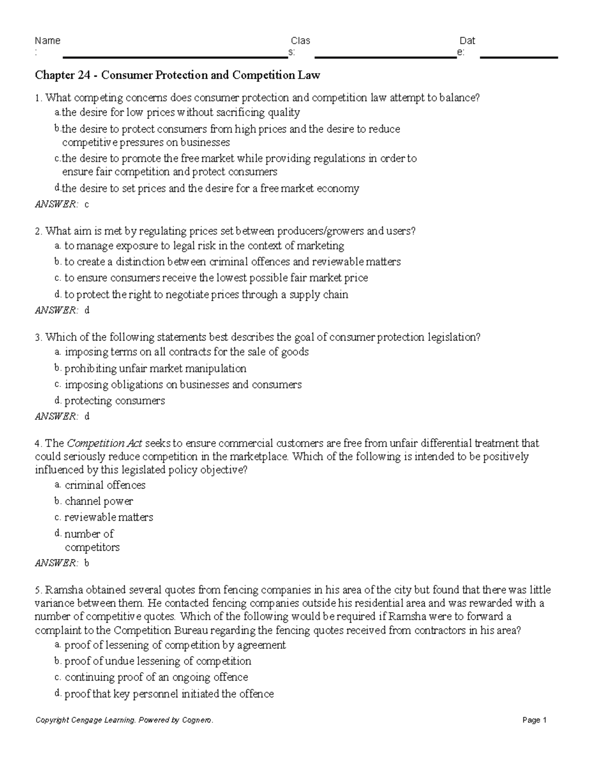 Chapter 24 Consumer Protection and Competition Law - : s: e: Chapter 24 ...