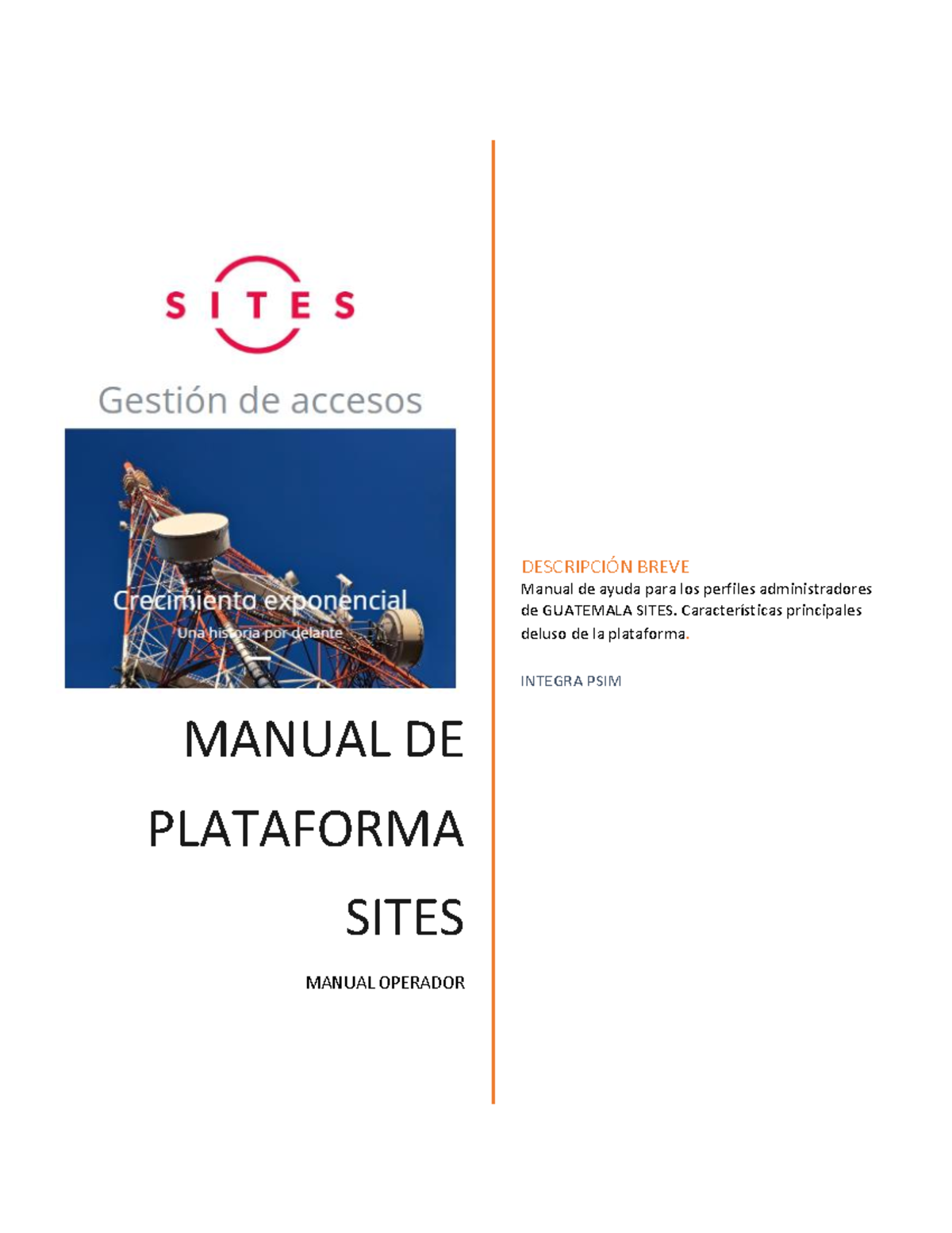 Sites - Manual Operador - MANUAL DE PLATAFORMA SITES MANUAL OPERADOR ...