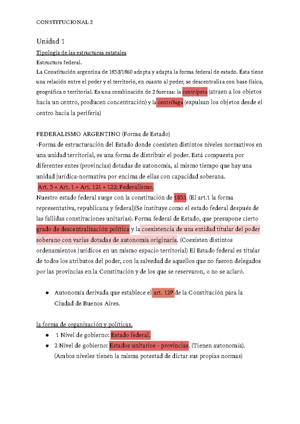 Resumen consti II - reumen - CONSTITUCIONAL 2 Unidad 1 Tipología de las estructuras estatales ...