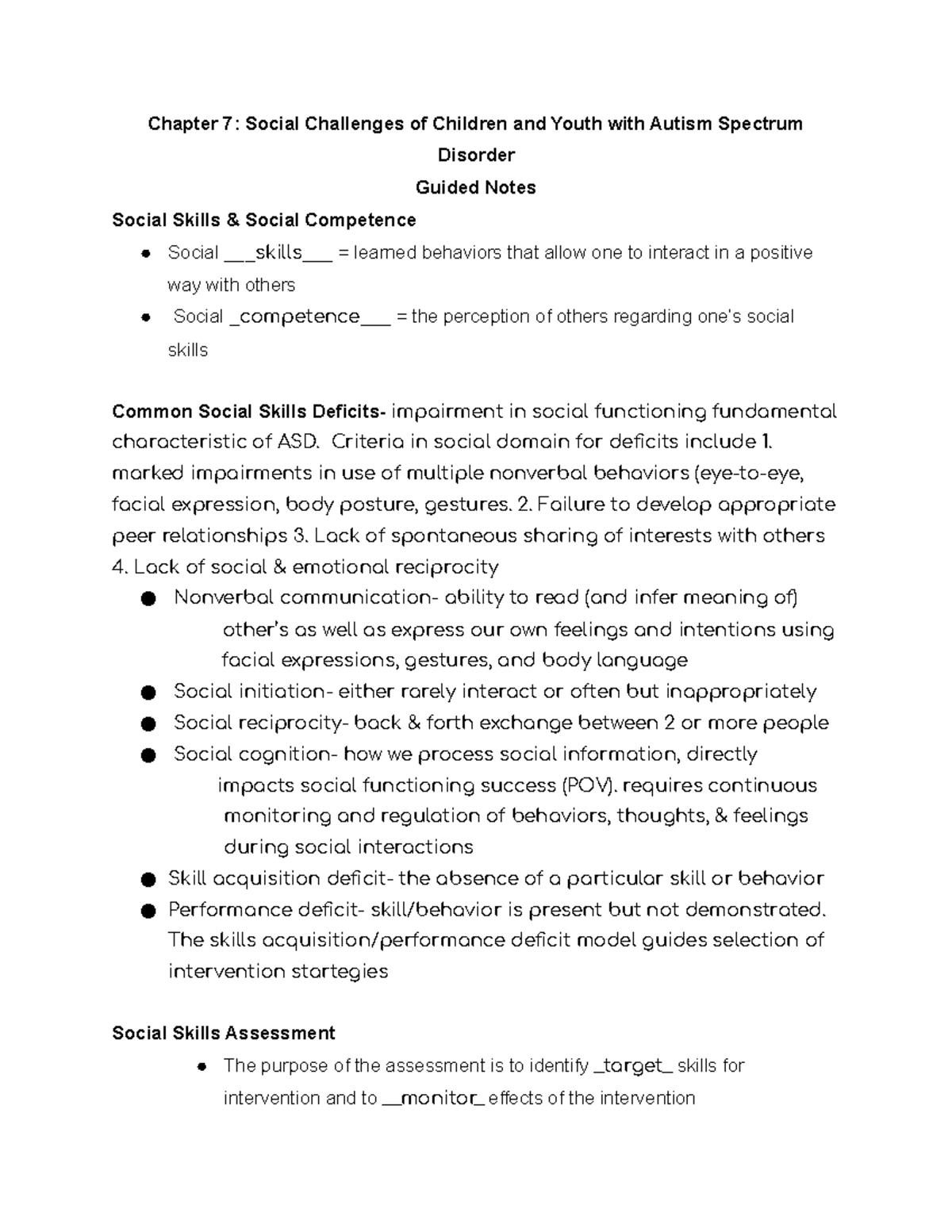 Chapter 7 Guided Notes SPCE 682 - Chapter 7: Social Challenges of ...
