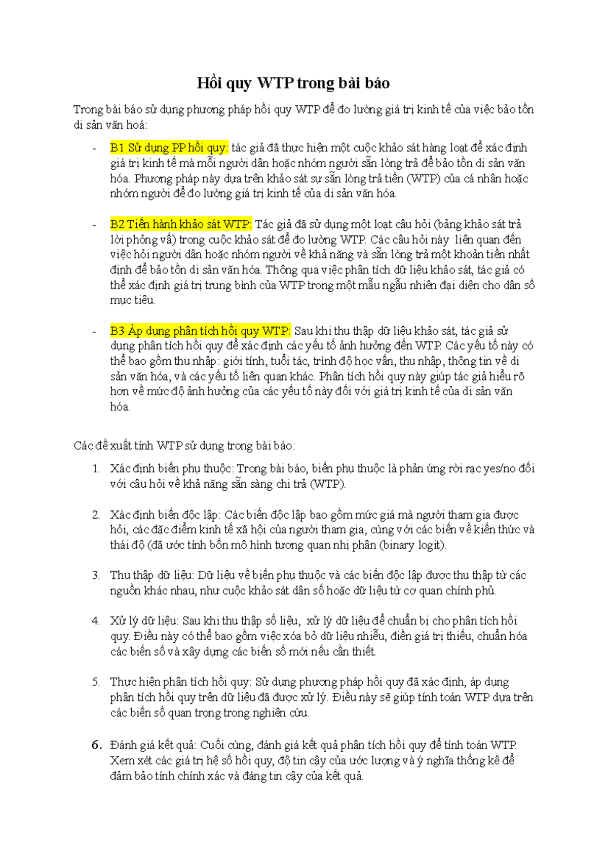 Hồi quy WTP trong bài báo - Hồi quy WTP trong bài báo Trong bài báo sử dụng phương pháp hồi quy ...