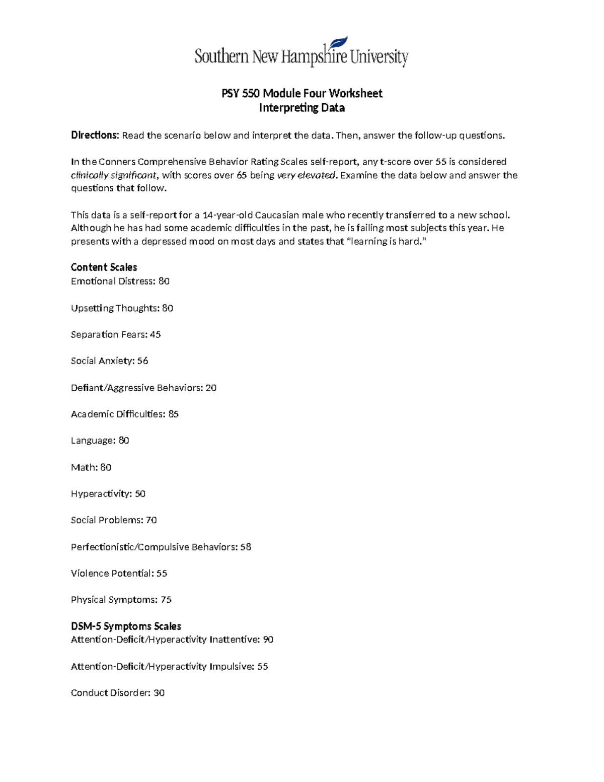 Psy550 4-1 copy - Module 4 worksheet - PSY 550 Module Four Worksheet ...