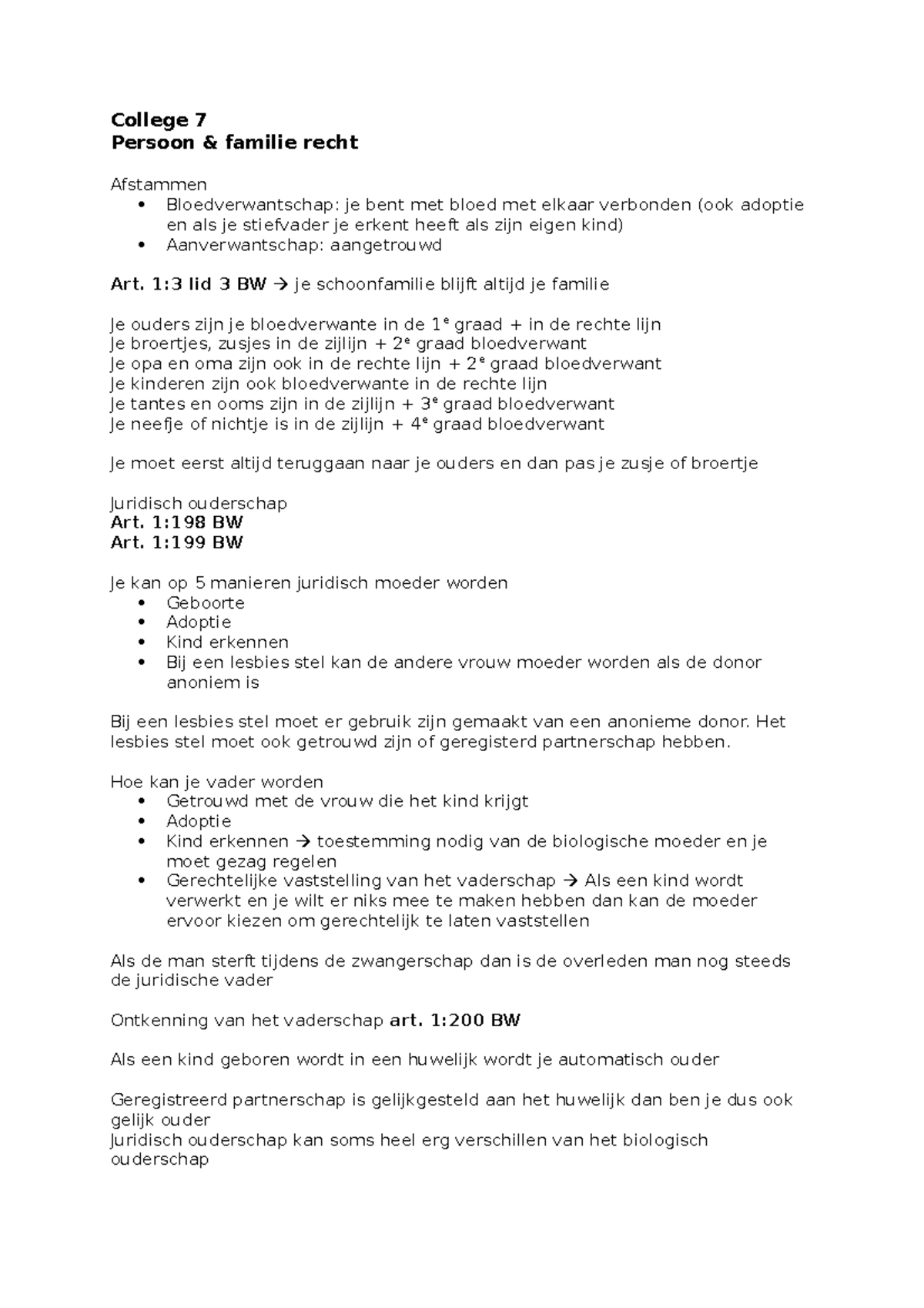 College 7; Persoon & familie recht - College 7 Persoon familie recht ...
