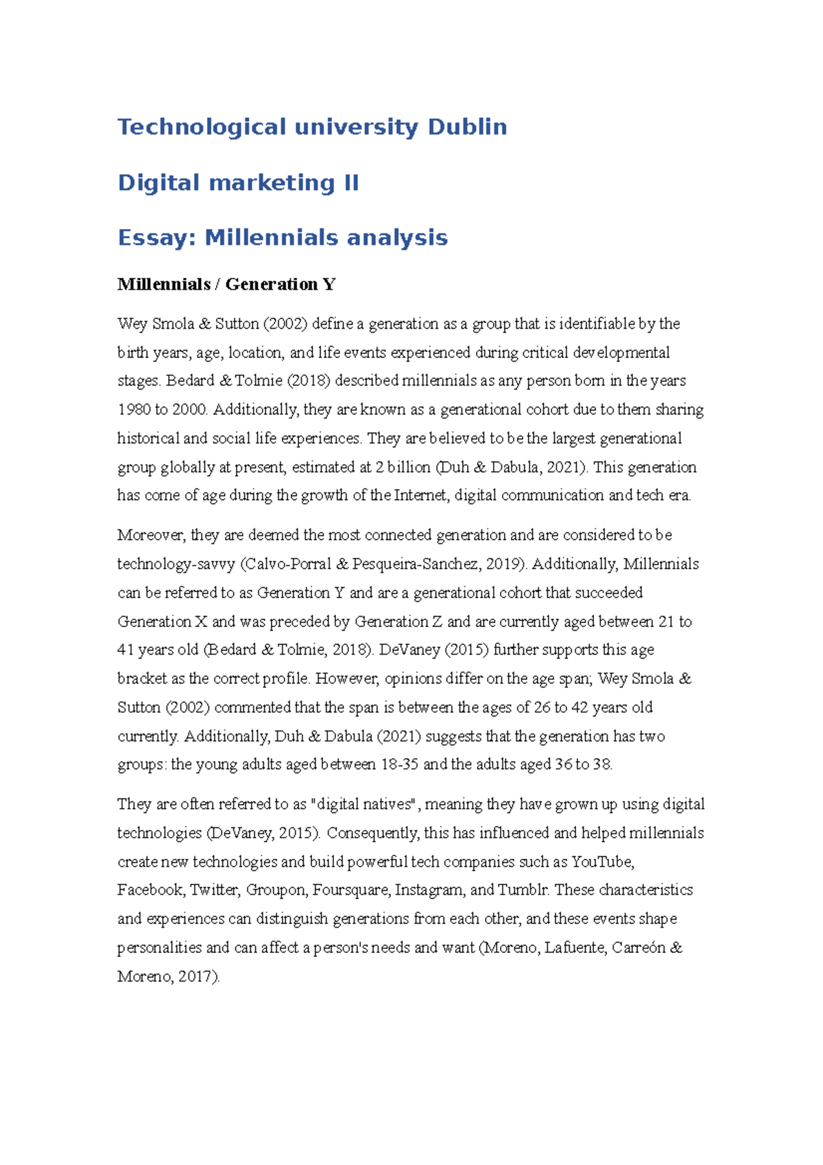 Millennials explained - Technological university Dublin Digital ...