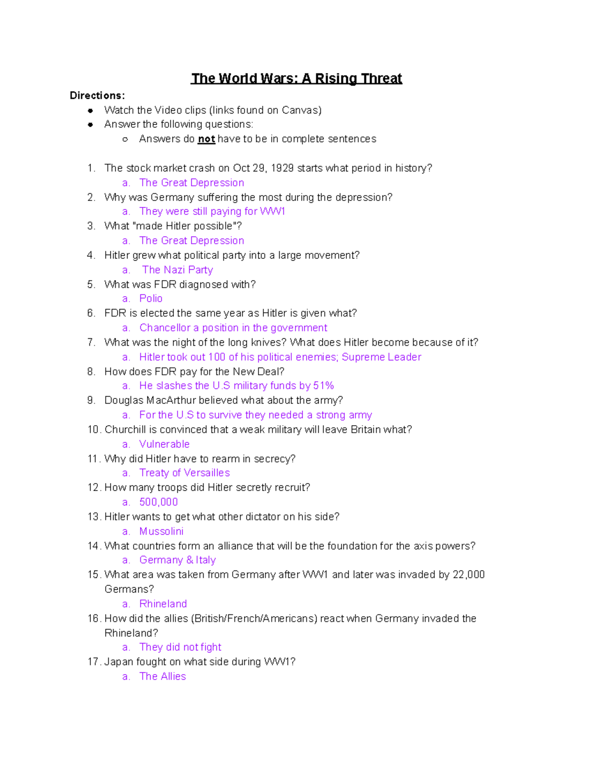 The World Wars A Rising Threat - The World Wars: A Rising Threat ...