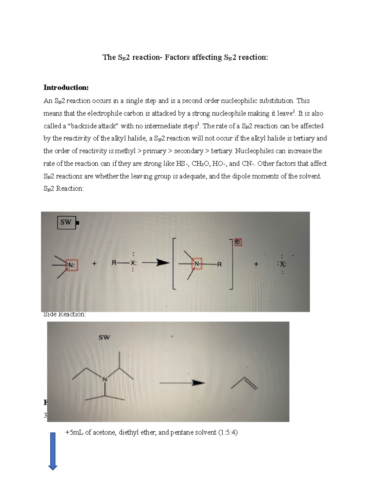Orgo 1 Lab Report 7 - The SN2 reaction- Factors affecting SN2 reaction ...