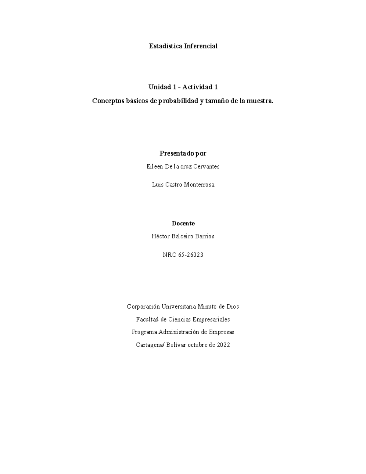 Actividad 1 Estadistica Inferencial Ejerc - Estadística Inferencial Unidad 1 - Actividad 1 ...