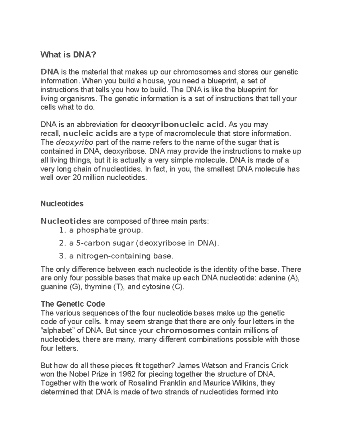 What is DNA - a bunch of basic dna informations - What is DNA? DNA is ...