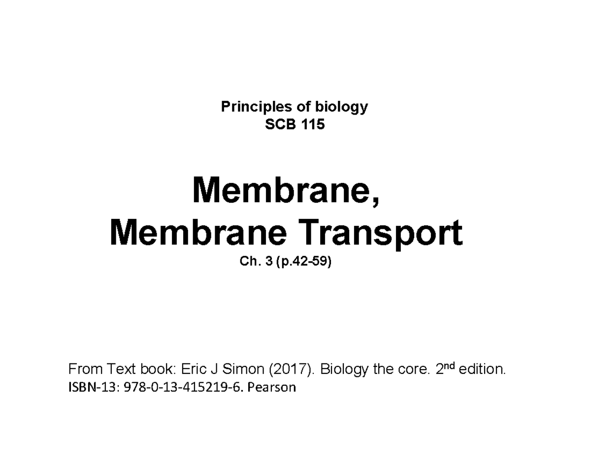 4 Membrane Transport Mod oct 2017 - Membrane, Membrane Transport Ch. 3 ...