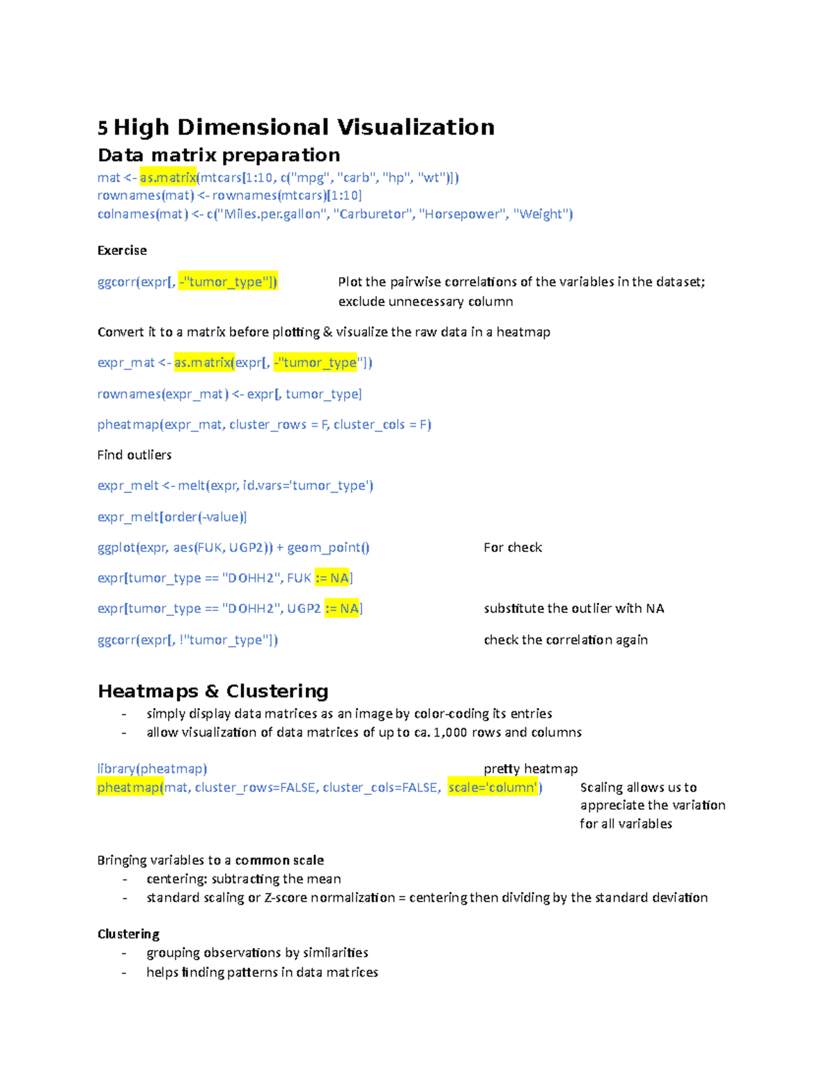 5 High Dimensional Visualization Summary - 5 High Dimensional ...