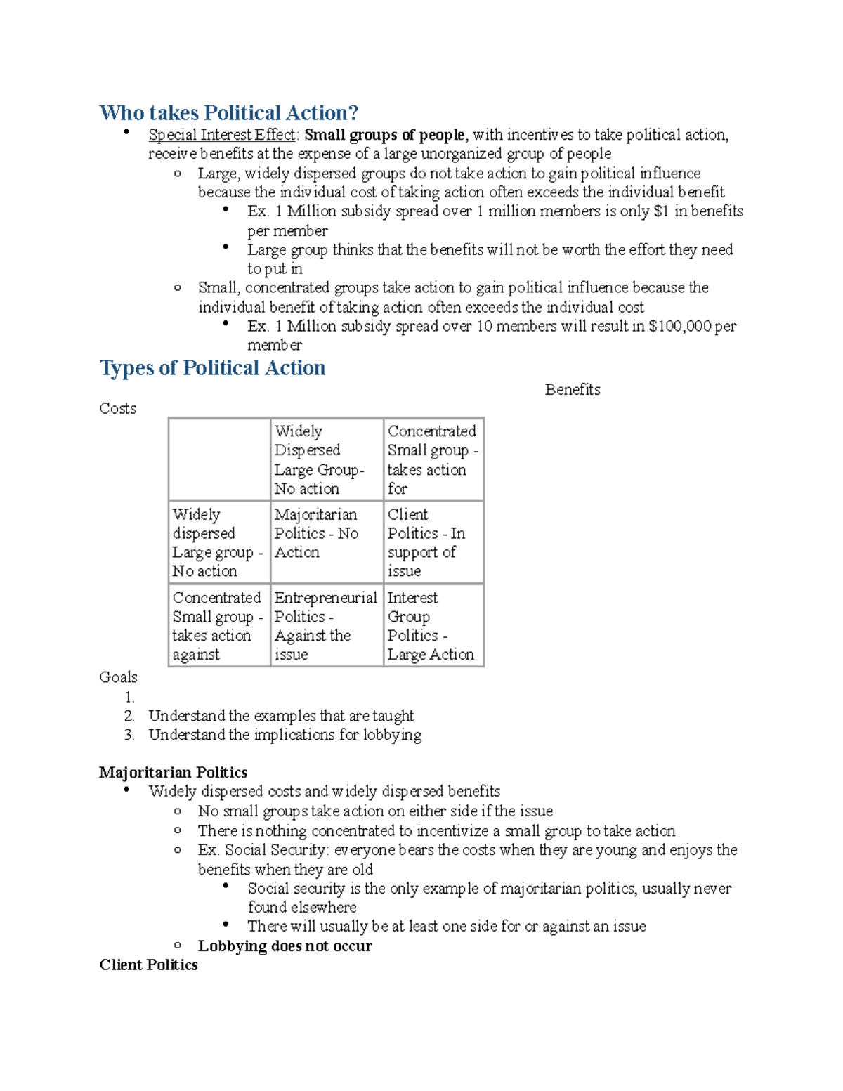 G202 Topic 2 Notes - Who takes Political Action? Special Interest ...
