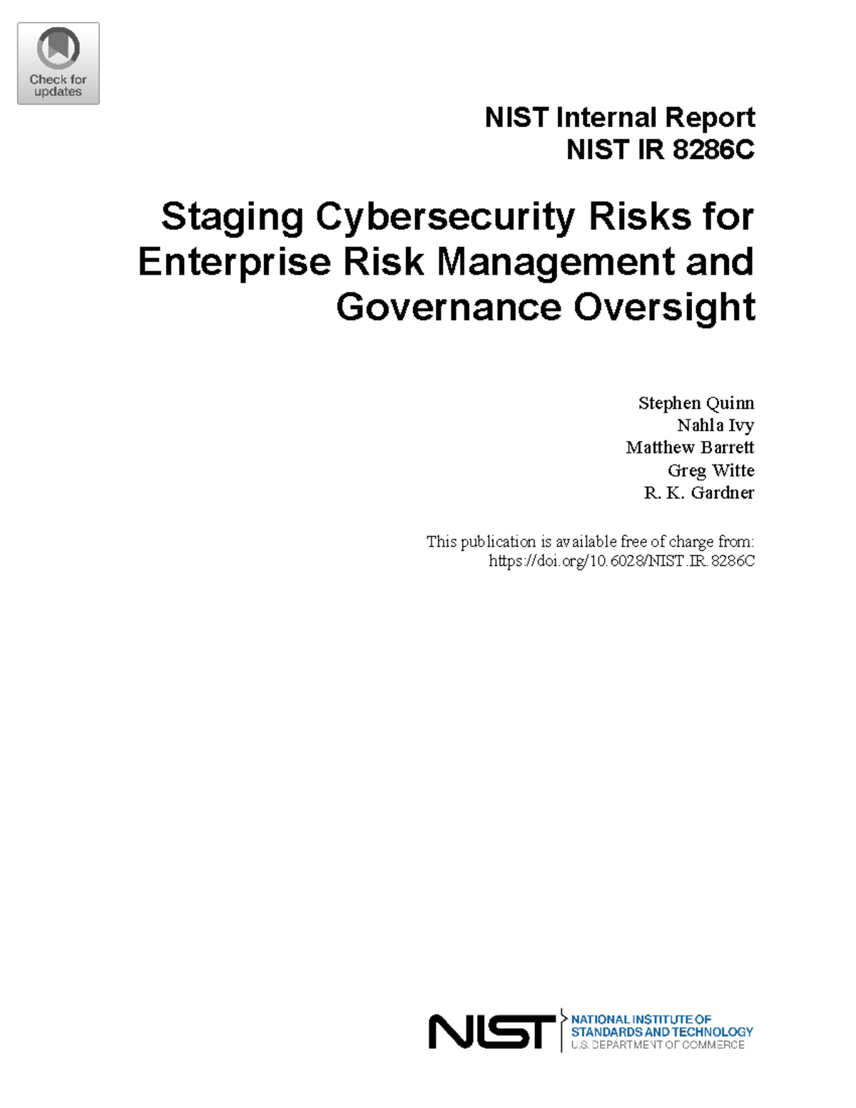 NIST - NISTIR - NIST Internal Report NIST IR 8286C Staging ...