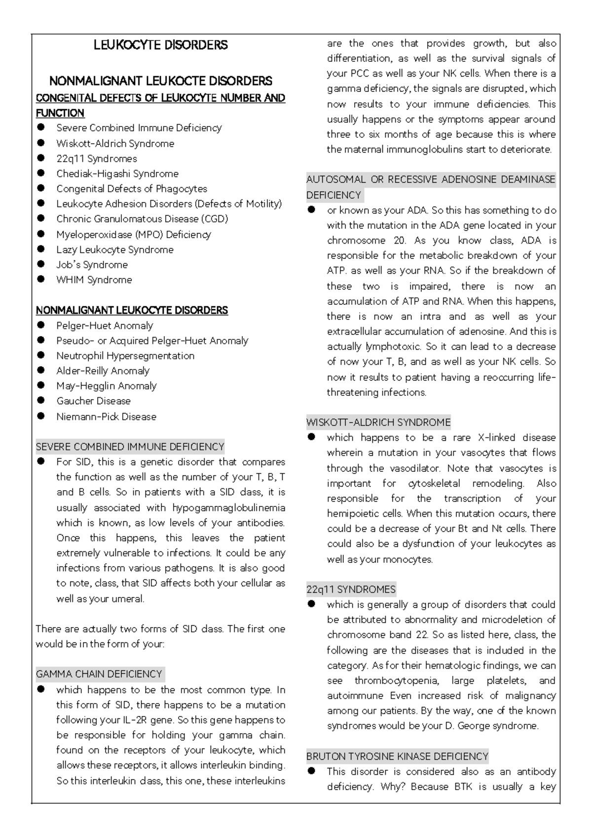 HEMATOLOGY: Leukocyte Disorders of the Blood (with special notes ...