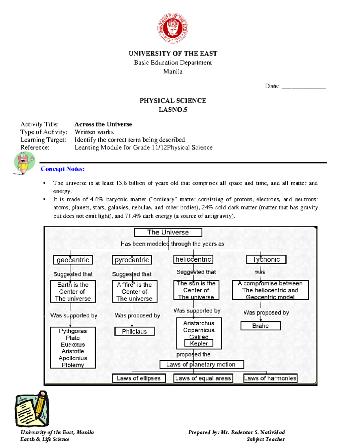 LAS 5 Models of the Universe - University of the East, Manila Prepared ...