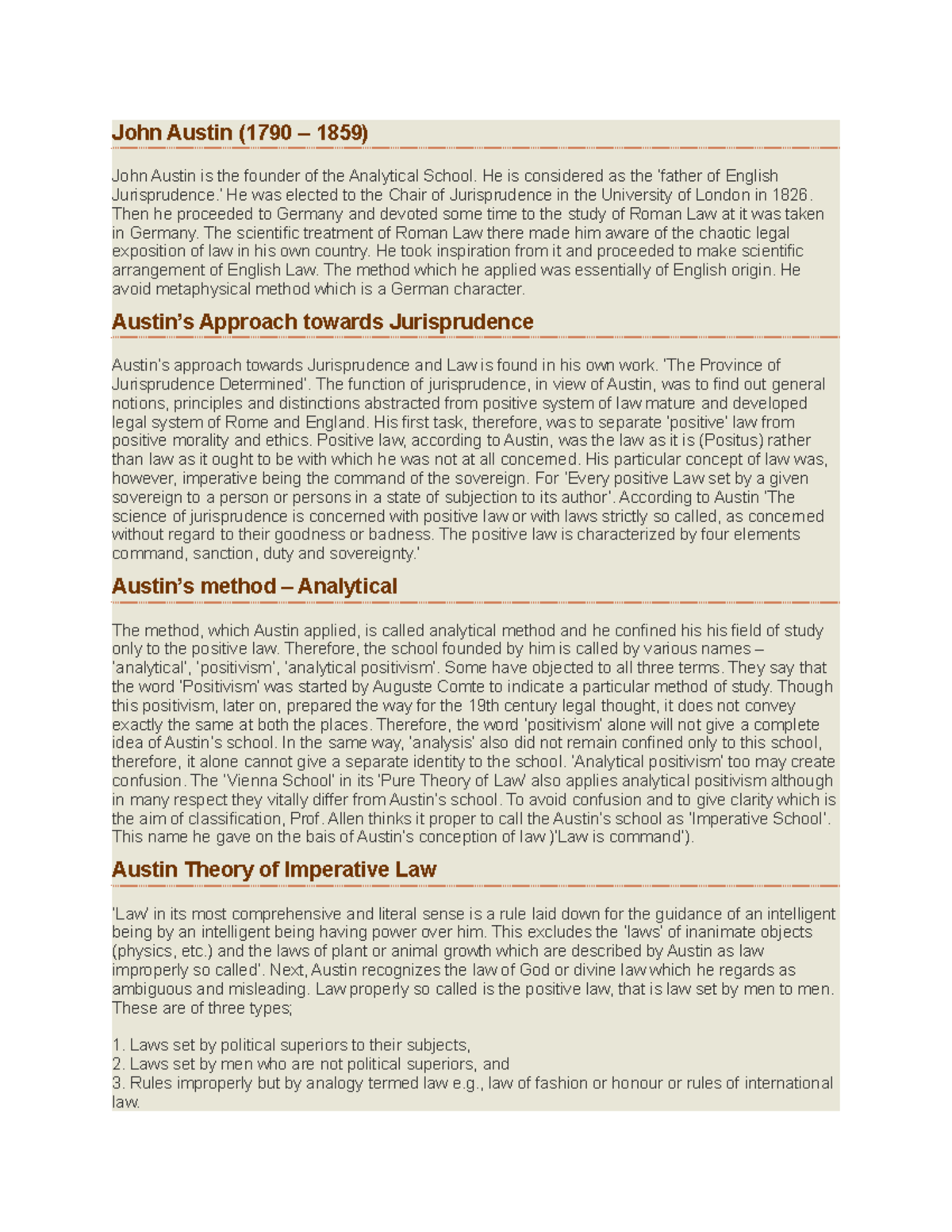 Jurisprudence - Theory of Positive Law - John Austin - John Austin ...