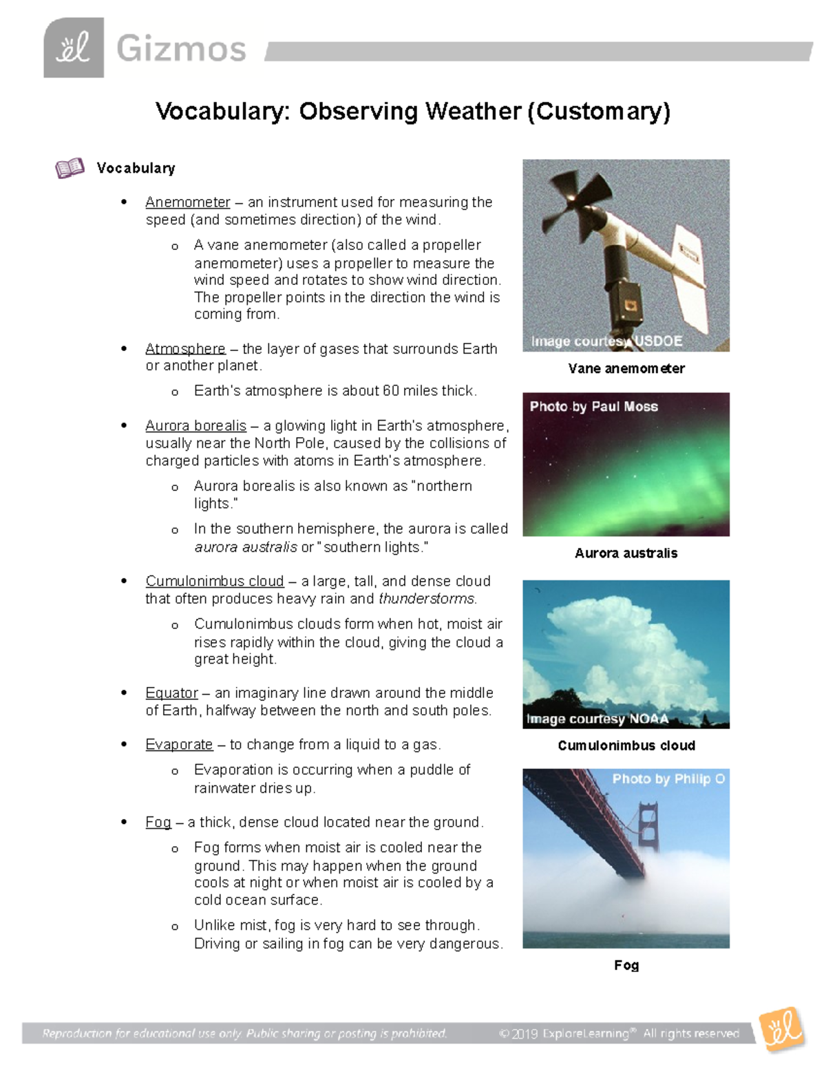 Observing Weather CVocab - 2019 Vocabulary: Observing Weather ...