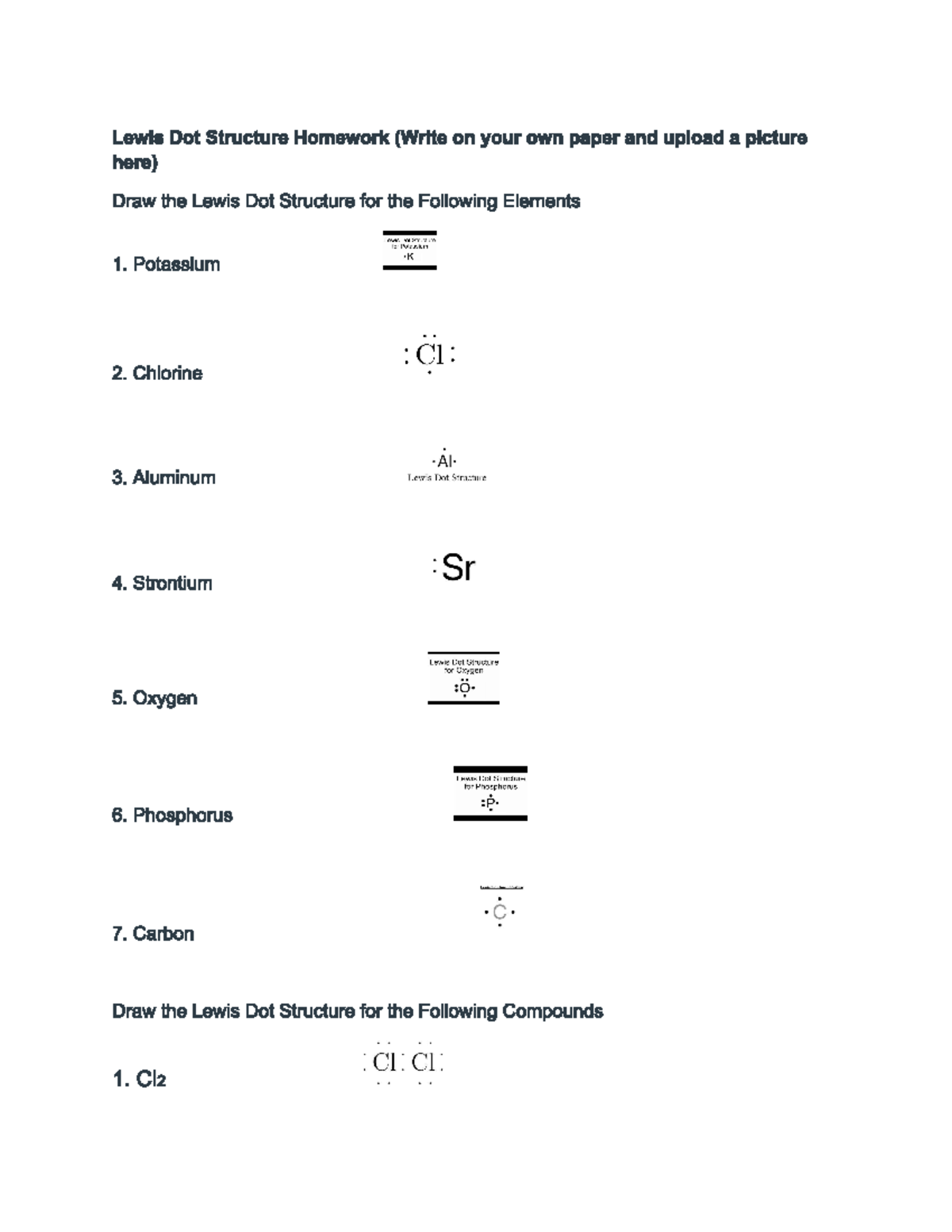 Chamestry - notes - Lewis Dot Structure Homework (Write on your own ...