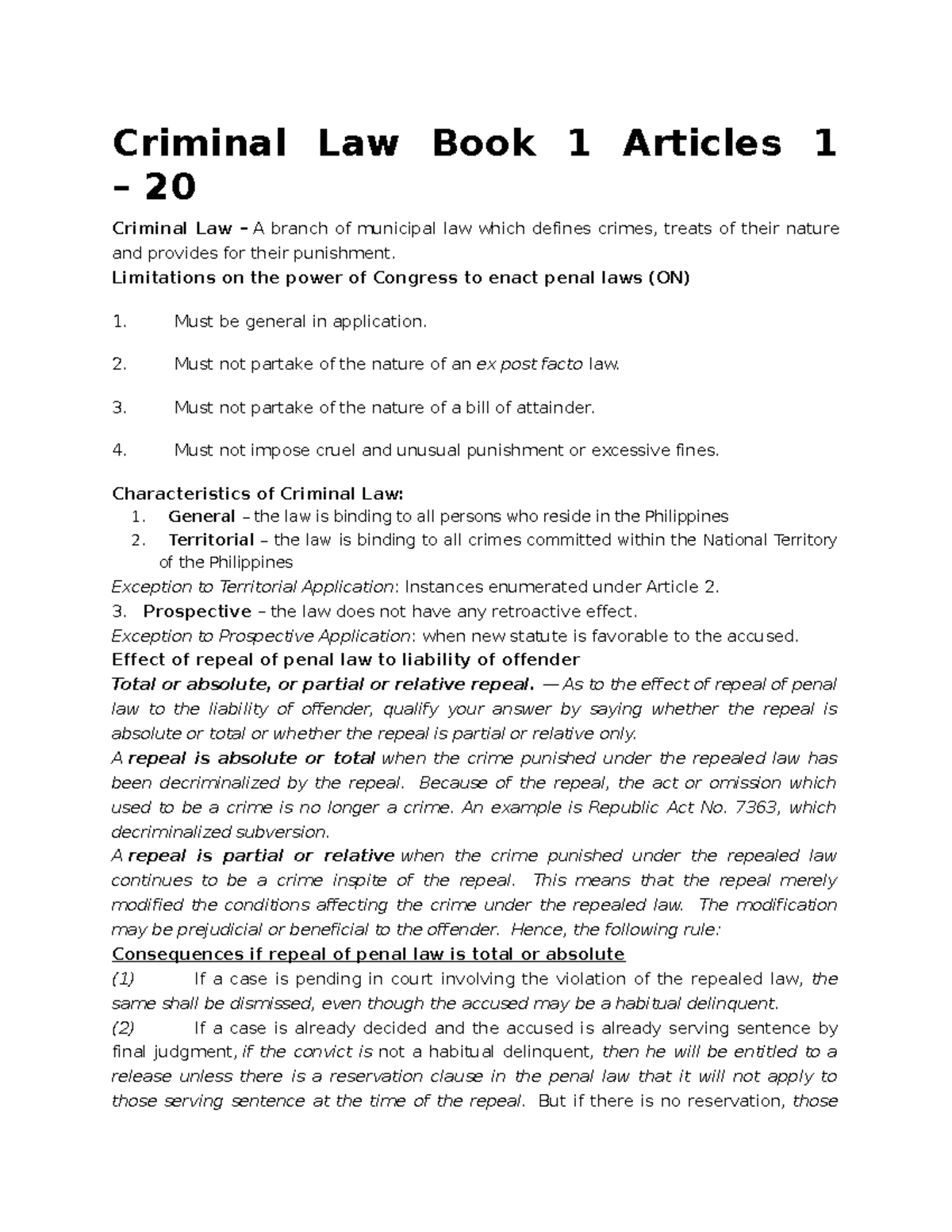 230605355 Criminal Law Book 1 Articles 1 20 - Criminal Law Book 1 ...