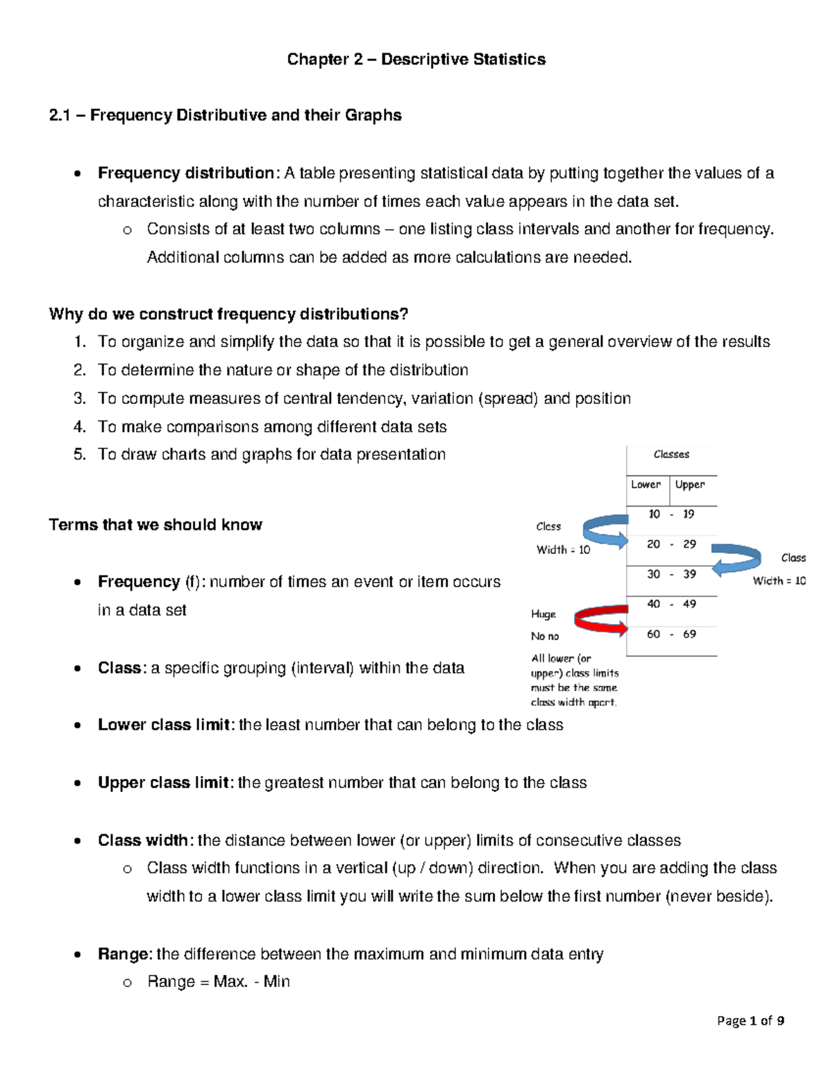 Section 2.1 Notes - Chapter 2 – Descriptive Statistics 2 – Frequency ...
