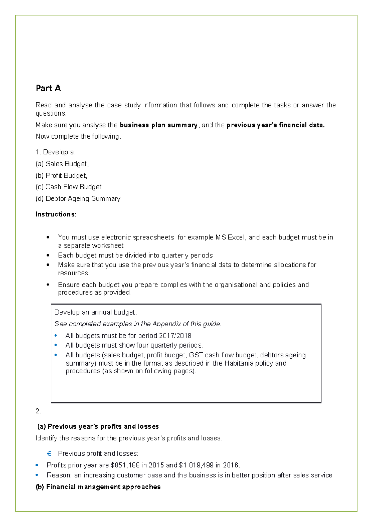 Bsbfim 601 Hints for Task 2 - Part A Read and analyse the case study ...